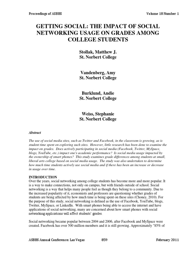 Sns On Grade of Students in Collage | PDF | Social Media | Popular ...