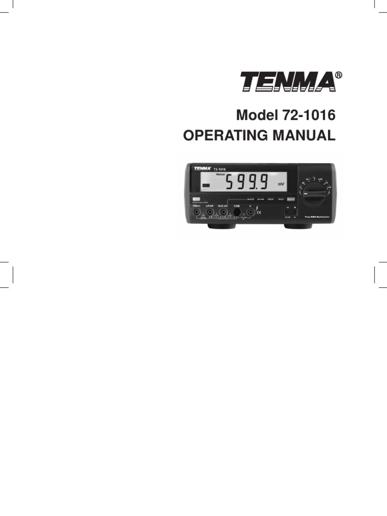 TENMA 72-1016 Multimeter | PDF | Capacitor | Diode