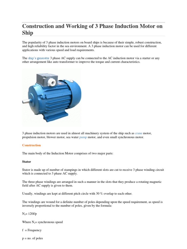 Construction and Working of 3 Phase Induction Motor | PDF ...