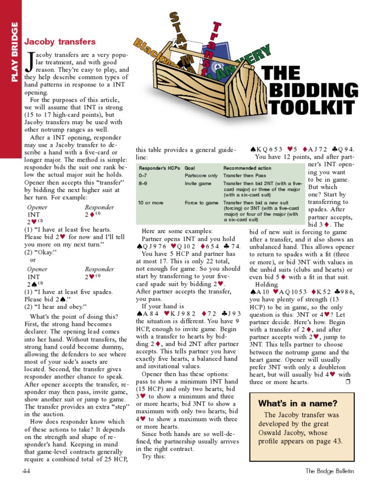 Jacoby Transfers | PDF | Games Of Mental Skill | Gaming Devices