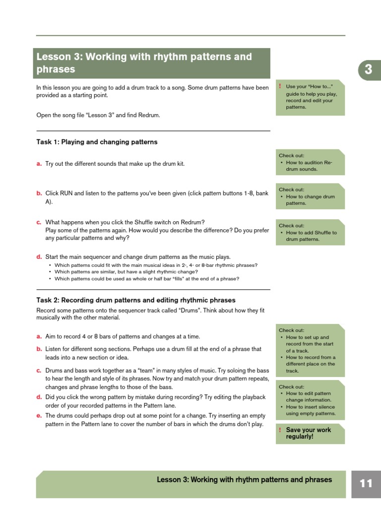 Lesson03 Student Booklet | PDF | Drum Kit | Rhythm