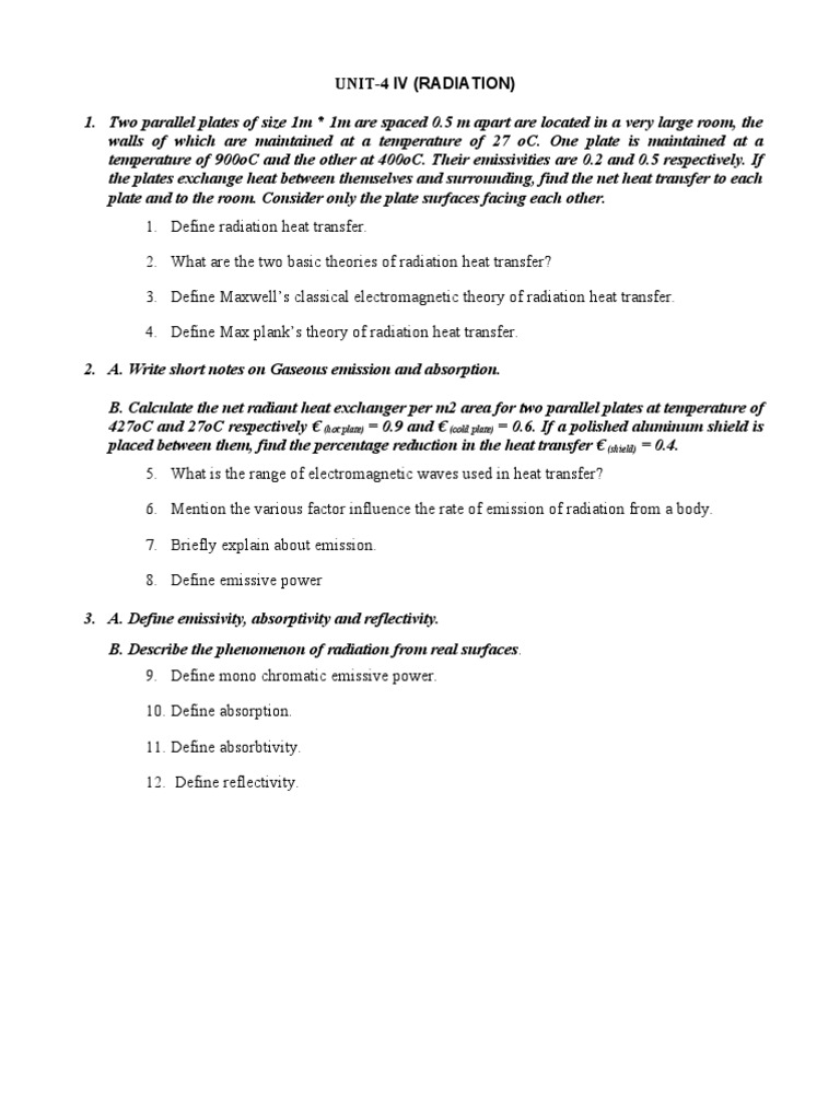HMT Unit4 | PDF | Heat Transfer | Electromagnetic Radiation