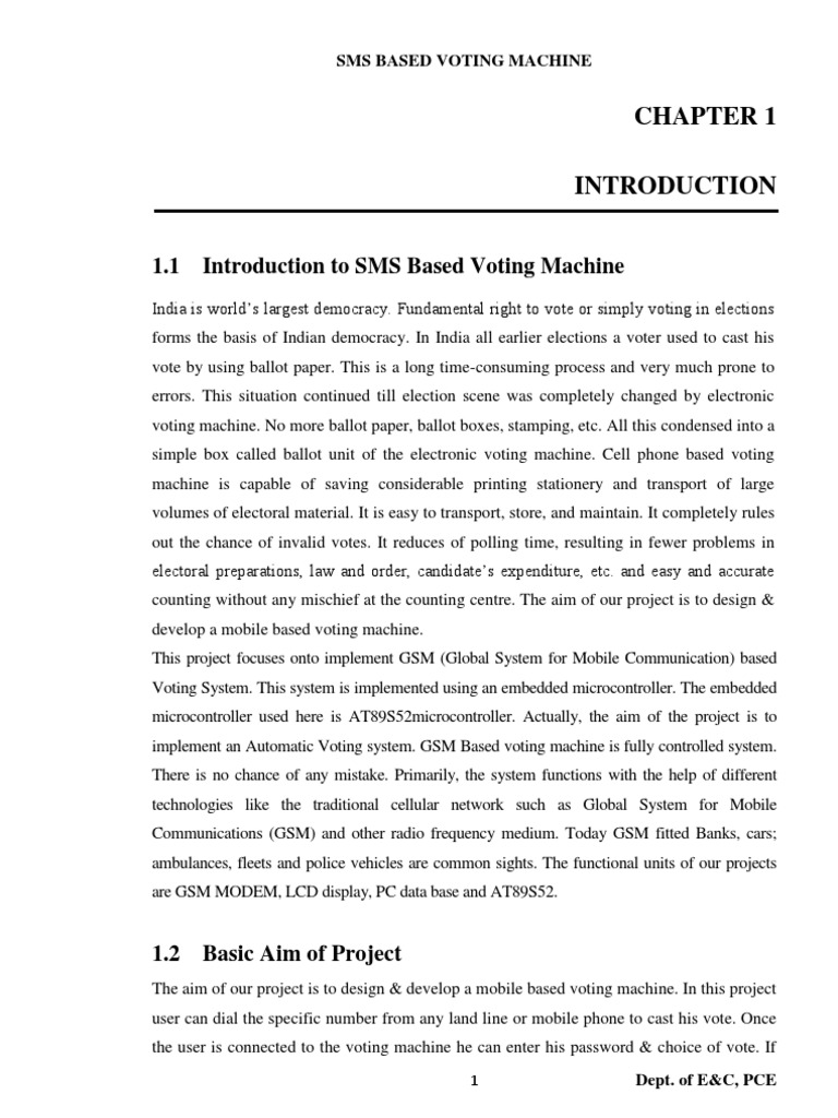 SMS BASED VOTING MACHINE Project Report | PDF | Areas Of Computer Science | Electronic Engineering