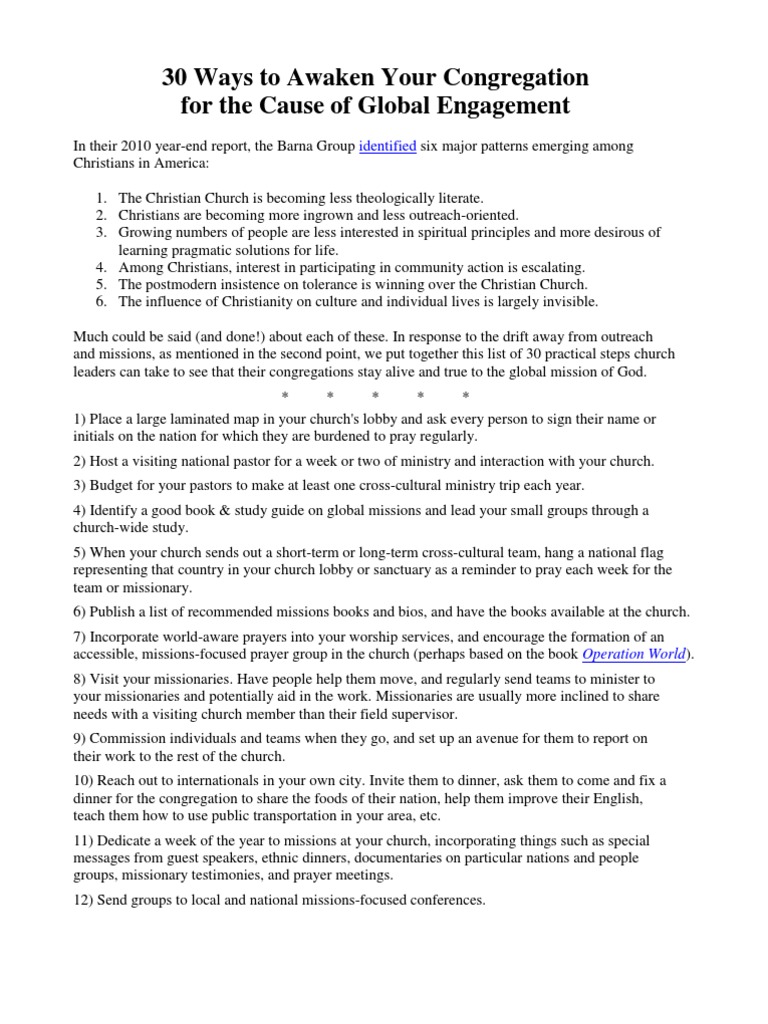 30 Ways To Stay Alive To Missions | PDF | Christian Mission | Missionary