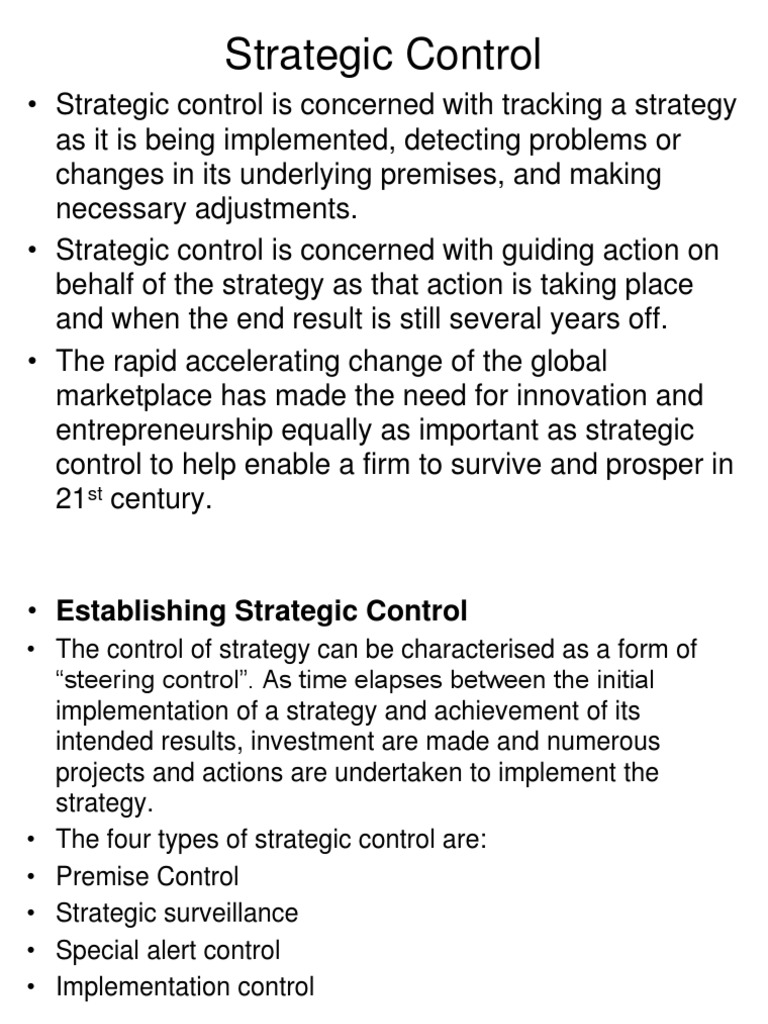 Strategic Control | PDF | Strategic Management | Surveillance