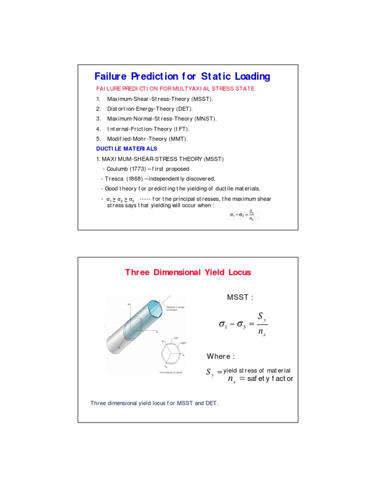 Multiaxial Stress Failure Prediction | PDF | Yield (Engineering ...