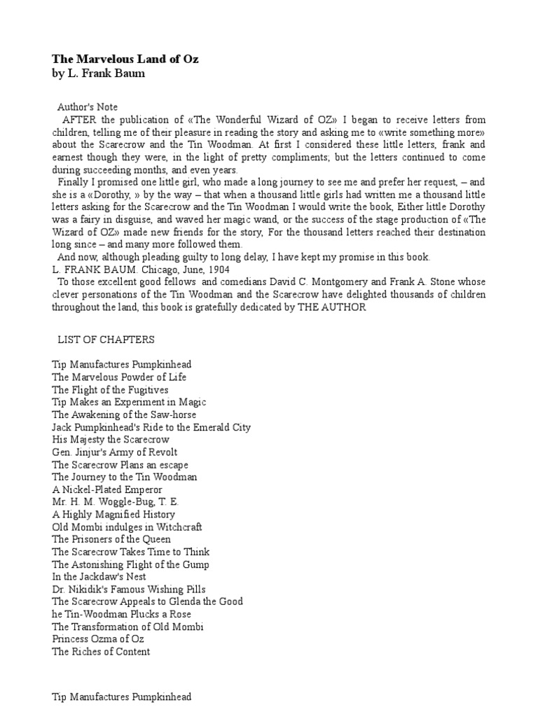 OZ 02 The Marvelous Land of Oz | PDF | The Marvelous Land Of Oz ...
