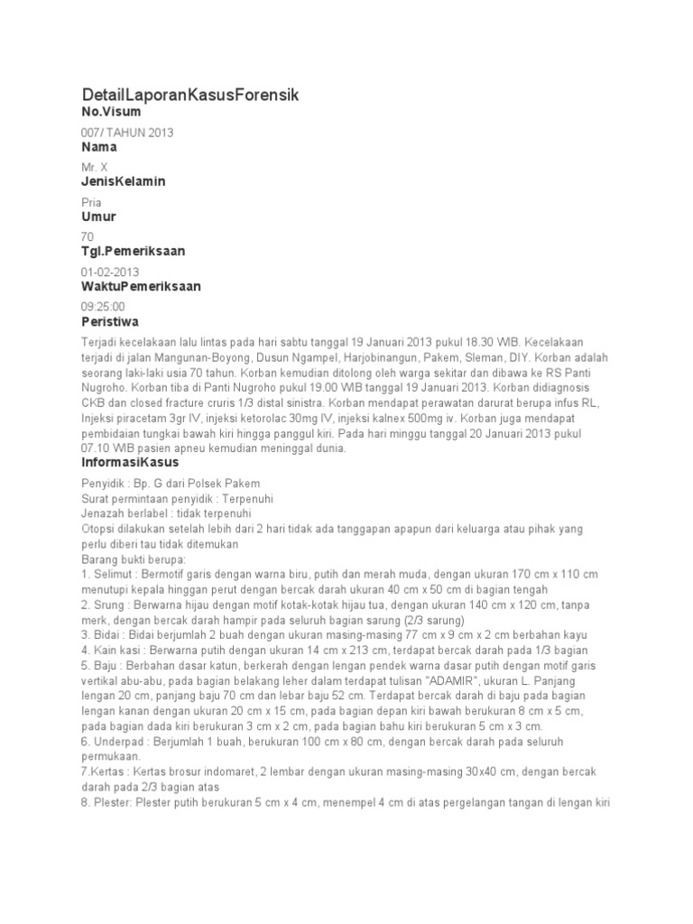 ECASE Forensik MR X PL. | PDF | Gaya Hidup