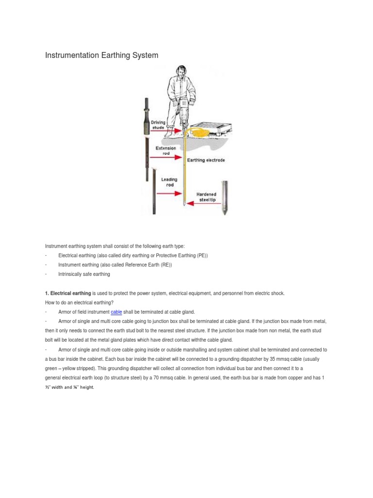 Instrumentation Earthing System Pdf Cable Electrical Engineering