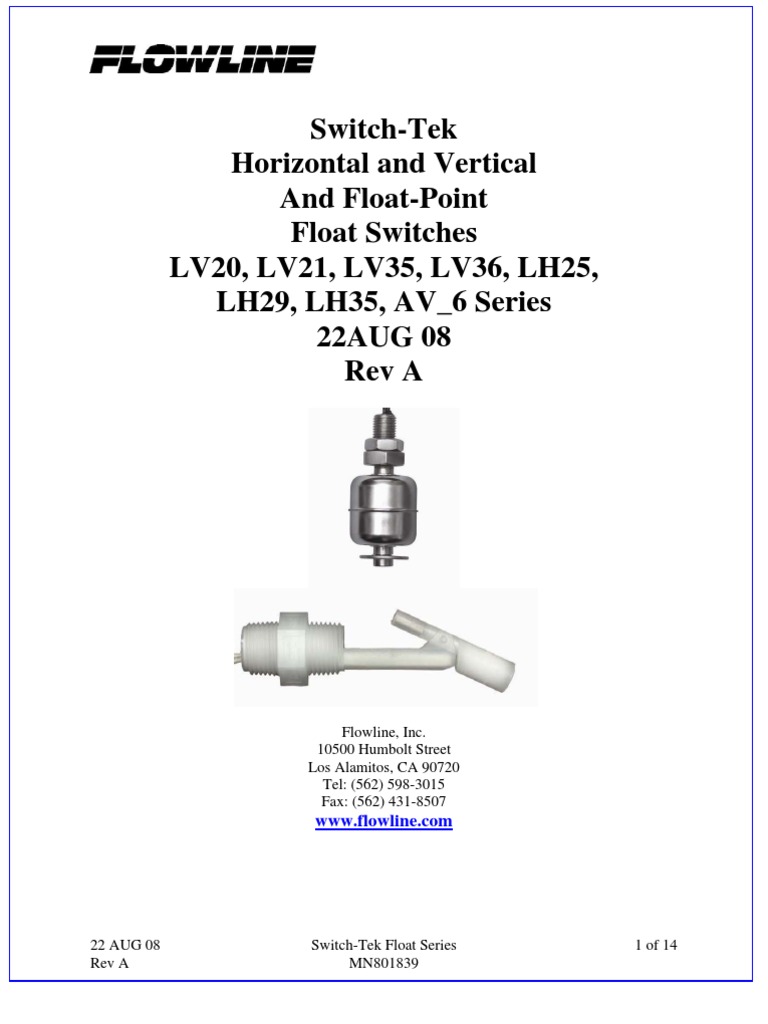 FlowLine Level Switch Sensors Switch-Tek LV20 LV35 LH25 LH29 LH35 ... FlowLine Level Switch Sensors Switch-Tek LV20 LV35 LH25 LH29 LH35 ...