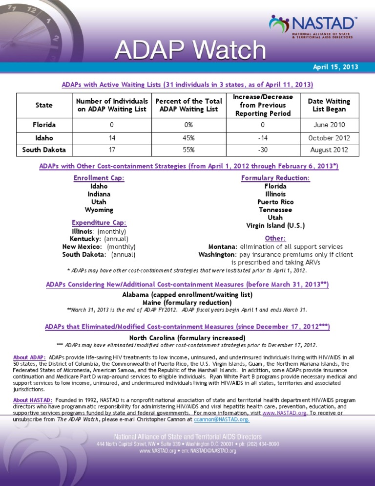 Adap Watch 4.15.13 | PDF | Health Insurance Coverage In The United ...