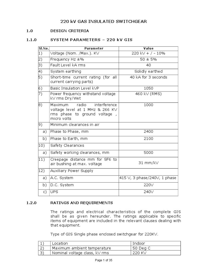 220 KV GIS | PDF | Switch | Electrical Substation
