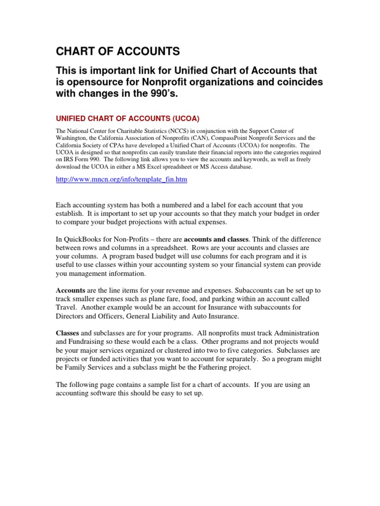 Unified Chart of Accounts Guide for Nonprofits | PDF | Federal ...