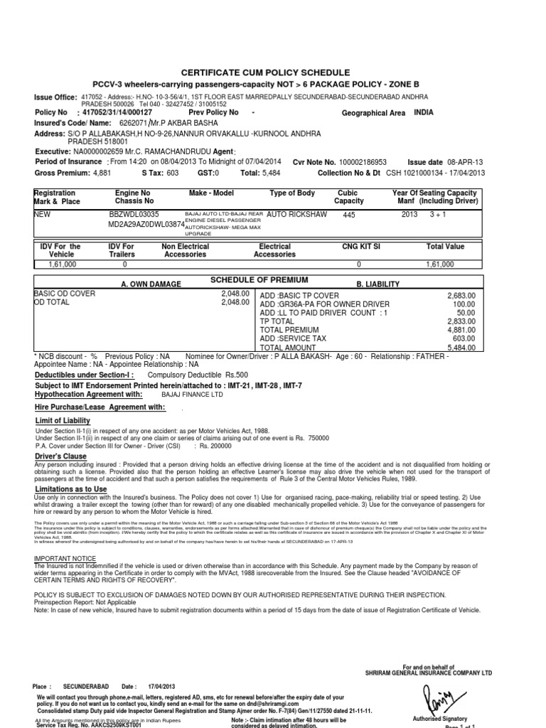 NEW BAJAJ POLICIES.pdf | Insurance | Vehicles