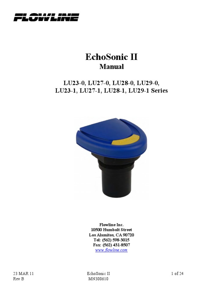 FlowLine Level Transmitter Ultrasonic EchoSonic With Cable LU23 LU27 ...