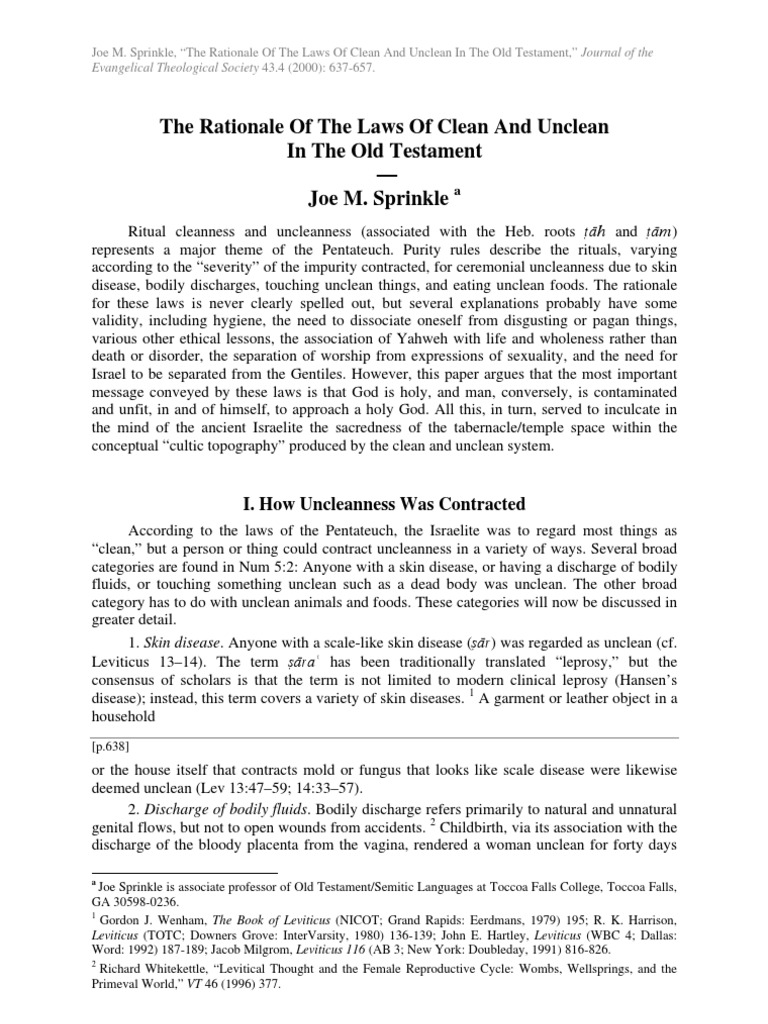 Clean and Unclean As Explained in The Bible | PDF | Book Of Leviticus ...