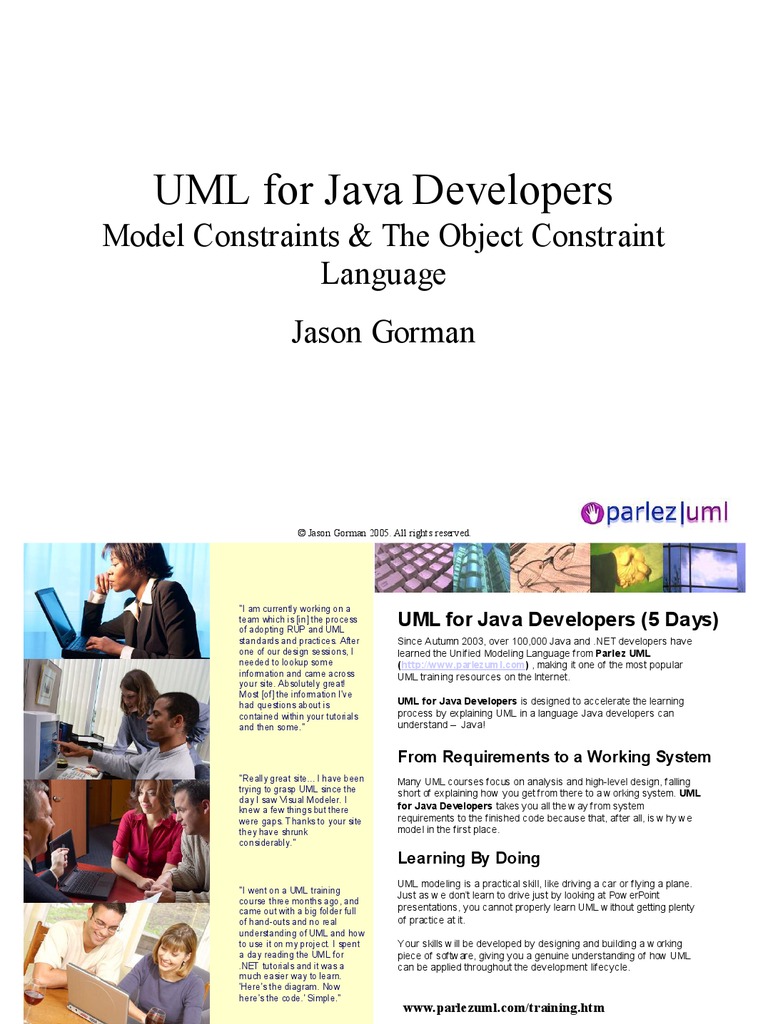 Uml For Java Developers Model Constraints And The Object Constraint Language Jason Gorman Pdf