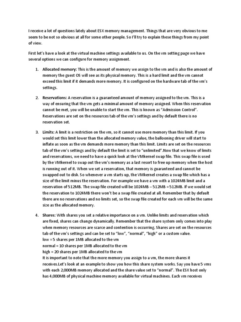 Memory Management - Esx | PDF | Virtual Machine | Operating System