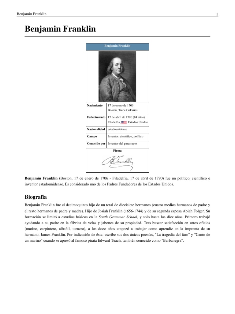 Benjamin Franklin | PDF | Benjamin Franklin