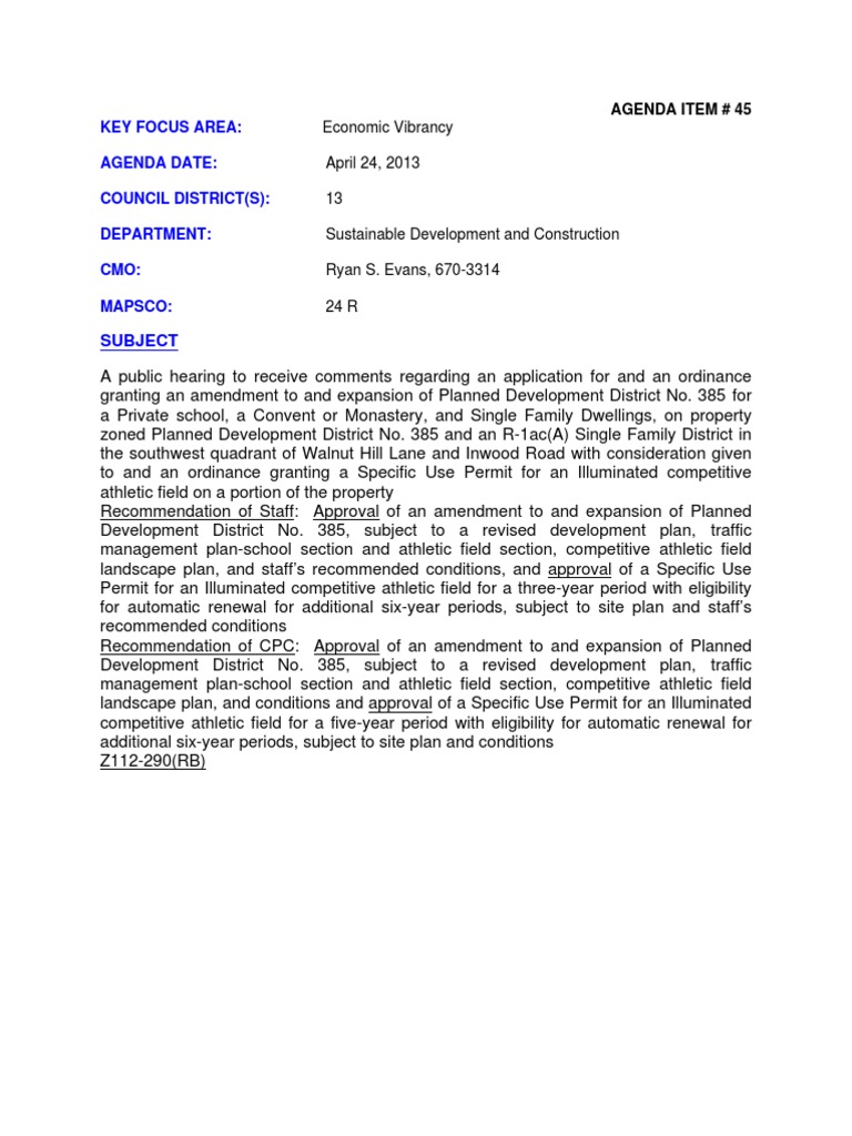 Ursuline Rezoning Proposal | PDF | Zoning | Lighting