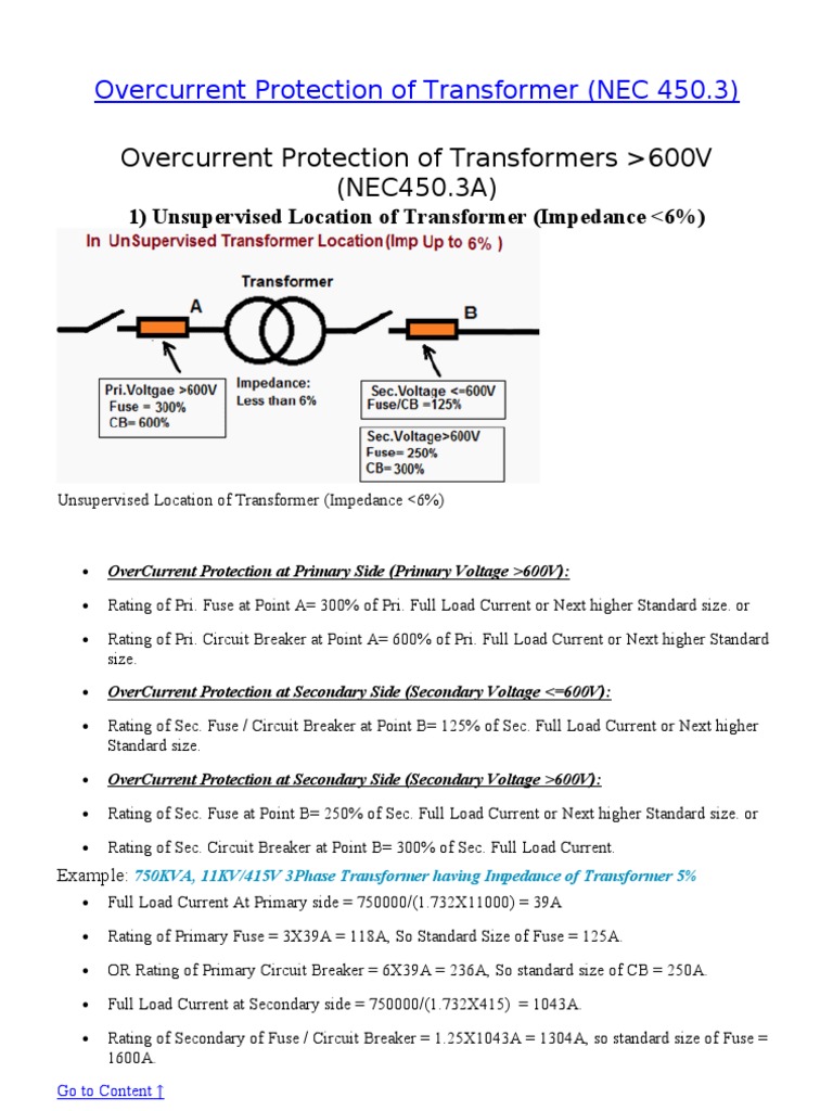 Overcurrent Protection of Transformer (NEC 450.3) | PDF | Fuse (Electrical) | Transformer