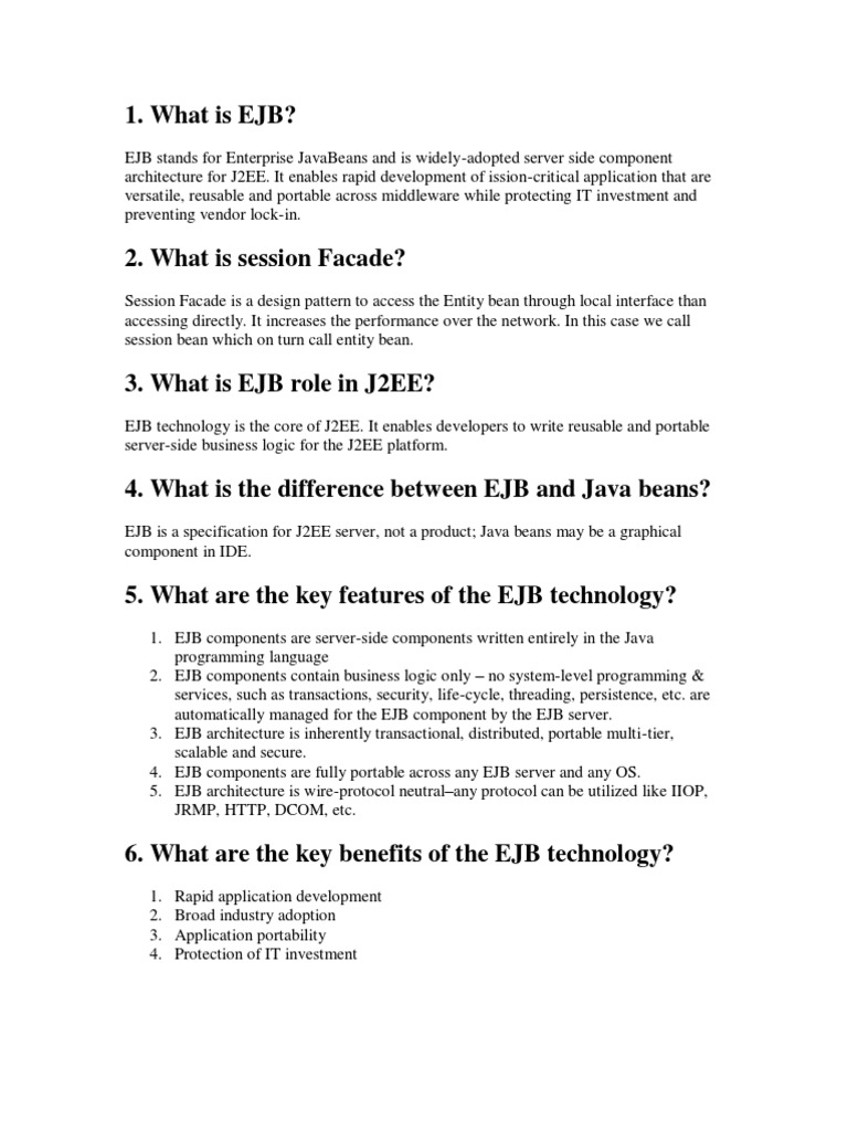 EJb3 Interview Questions | PDF | Enterprise Java Beans | Class (Computer Programming)