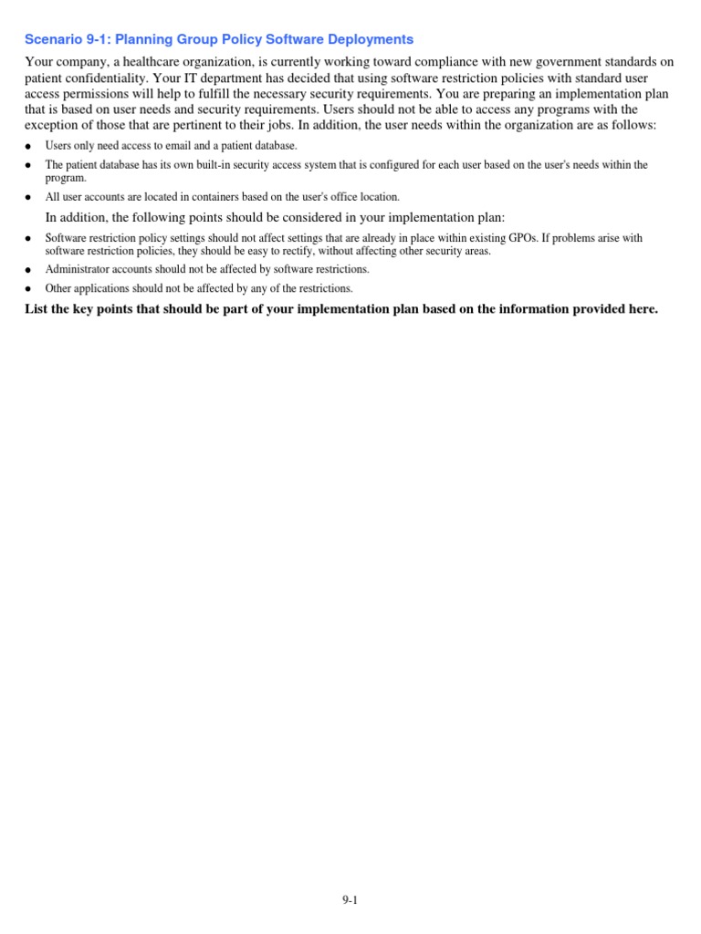 Lesson 9 Case Scenarios | PDF | Windows 2000 | Microsoft Windows