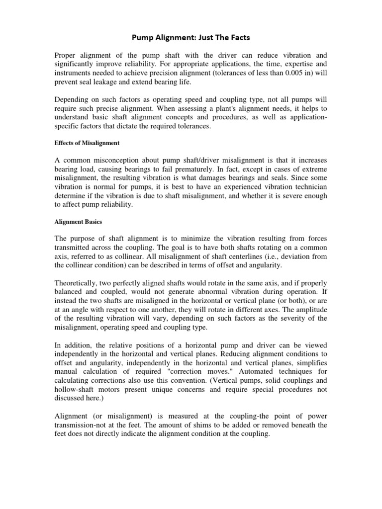 Pump Alignment | PDF | Pump | Wear