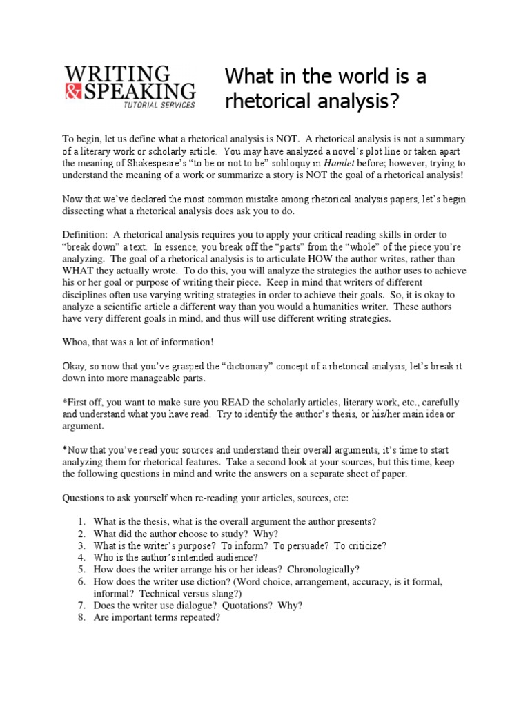 Rhetorical Analysis Pdf Career Growth Science Mathematics