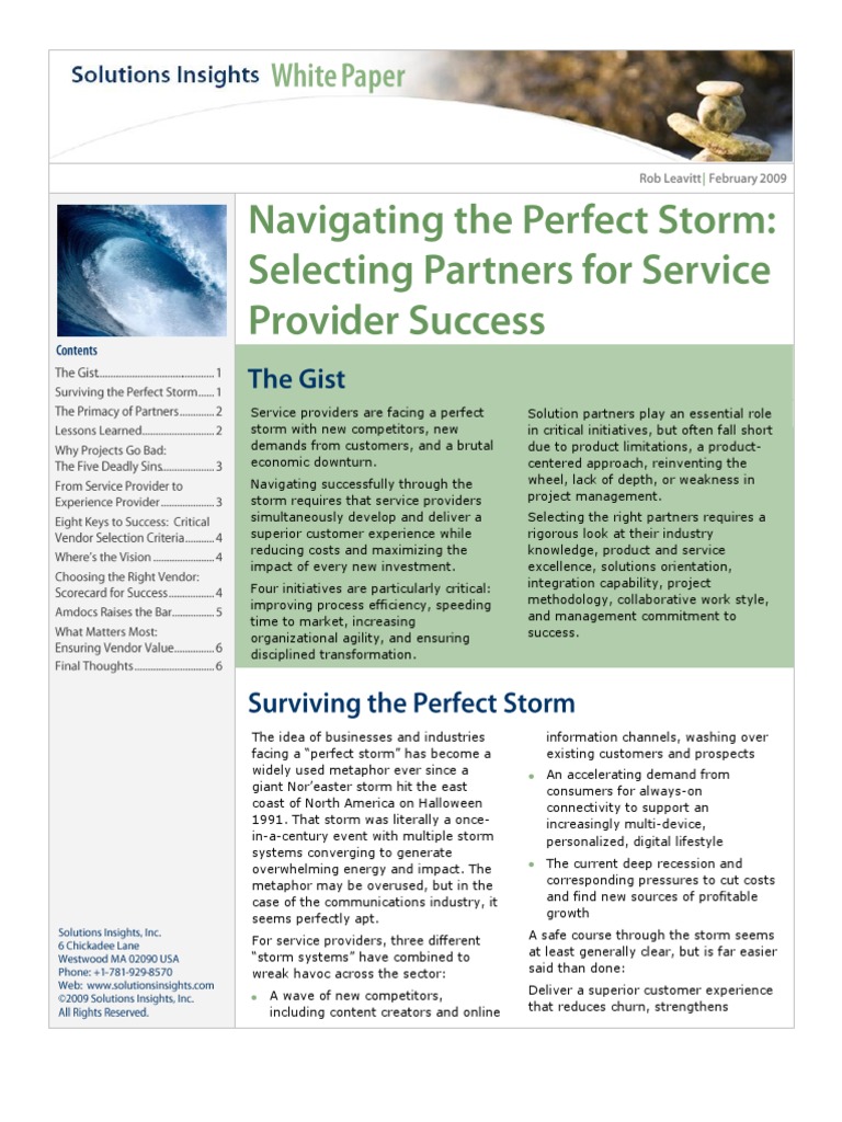 Navigating The Perfect Storm: Selecting Partners For Service Provider ...