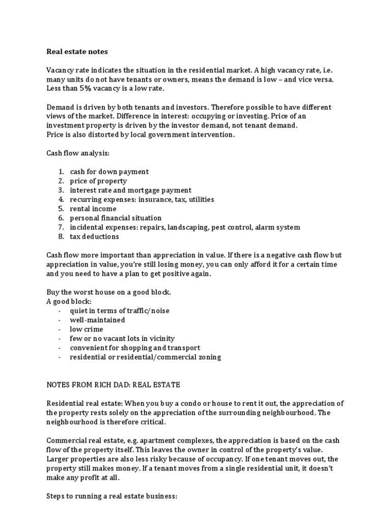 Real Estate Notes | Download Free PDF | Taxes | Prices
