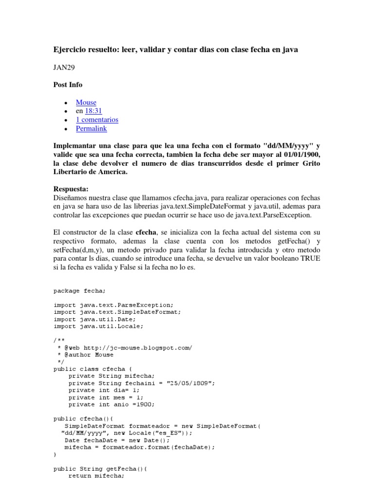 Validación de Fechas en Java | PDF | Java (lenguaje de programación) | Modelado científico