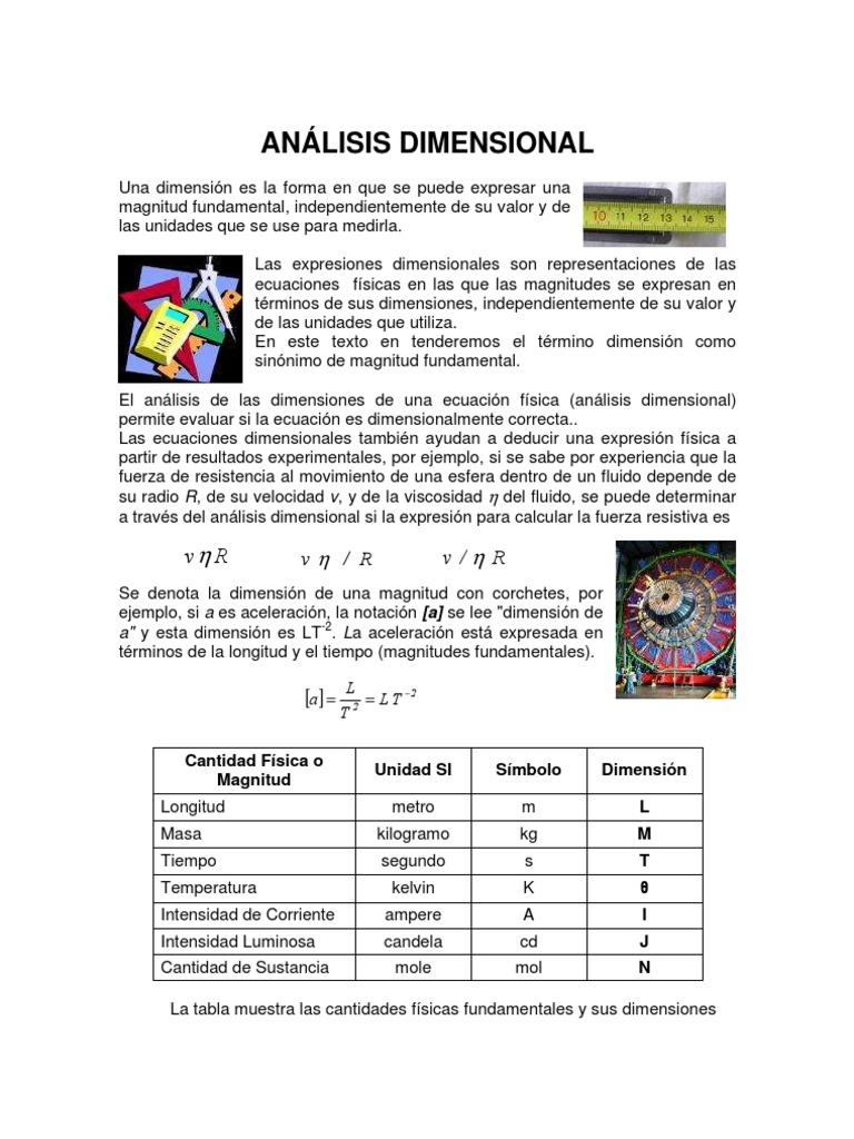 Analisis Dimensional | Dimensión | Ecuaciones