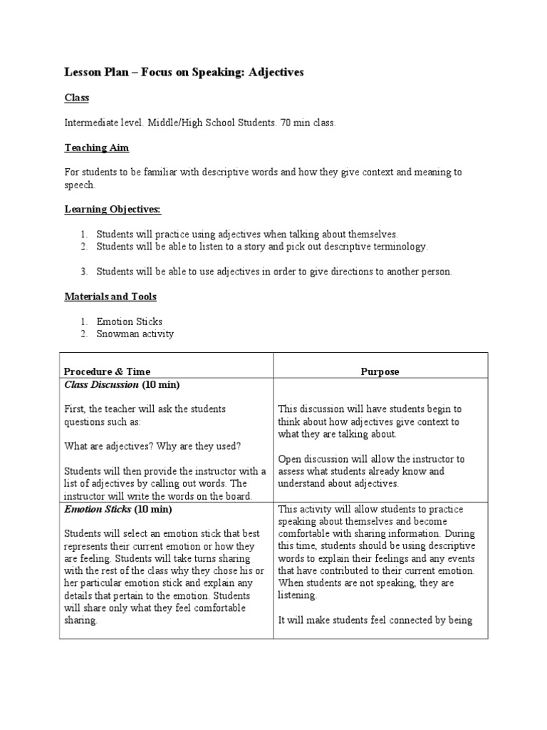 Speaking Lesson Plan | PDF | Lesson Plan | Human Communication