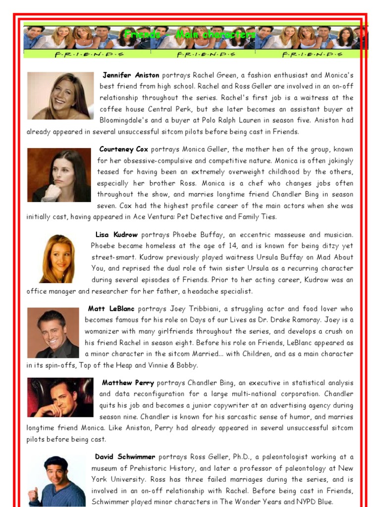 Friends Characters: Traits and Analysis | PDF | Friends | Television Series