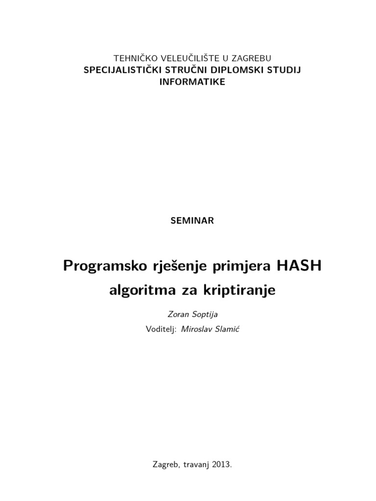 Primjer Algoritma Za Kriptiranje MD5 | PDF
