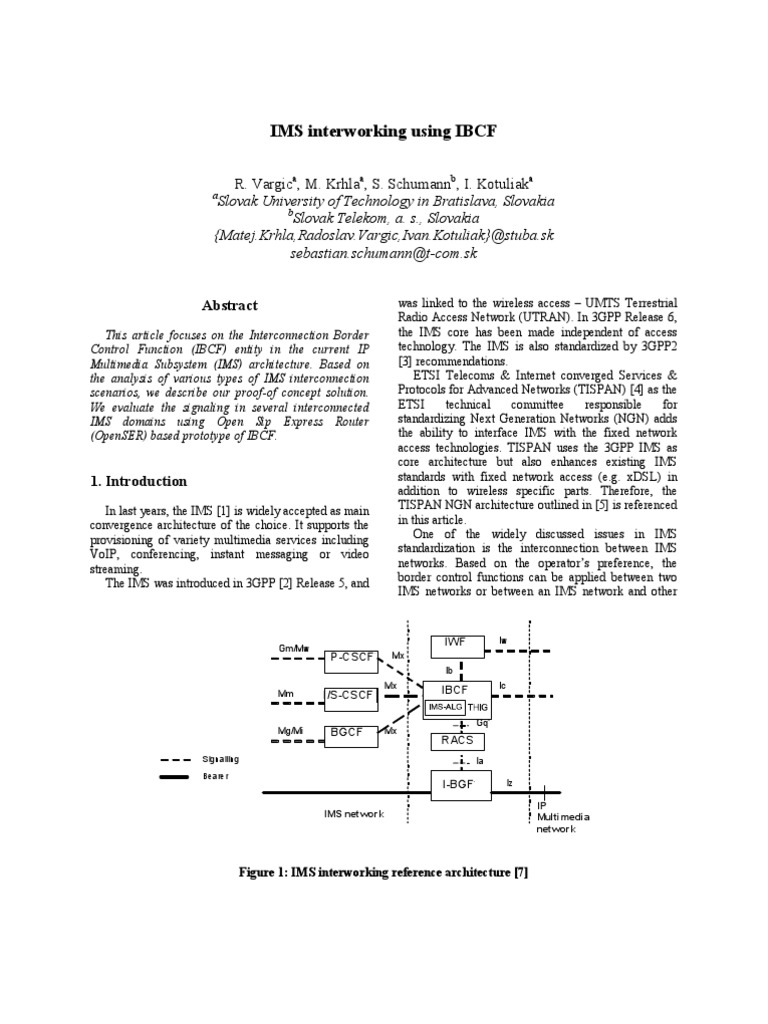 IMS Interworking Using IBCF | PDF | Ip Multimedia Subsystem | Session ...