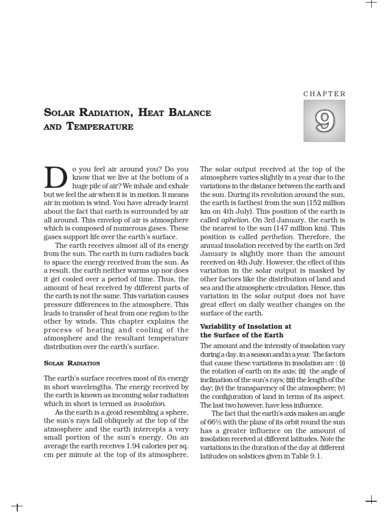 Solar Radiation and Atmospheric Heat Balance | PDF | Atmosphere Of ...