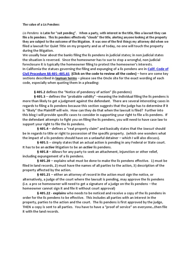 Understanding Lis Pendens in Property Law | PDF | Lawsuit | Government