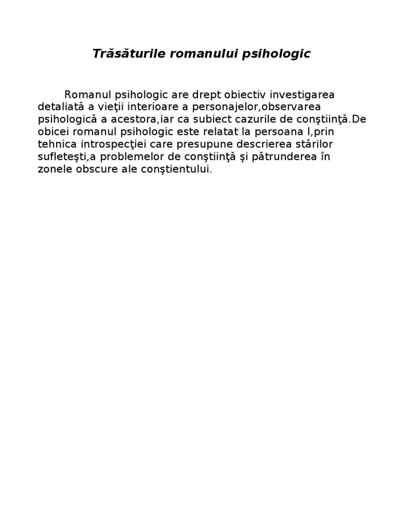 Roman Psihologic | PDF