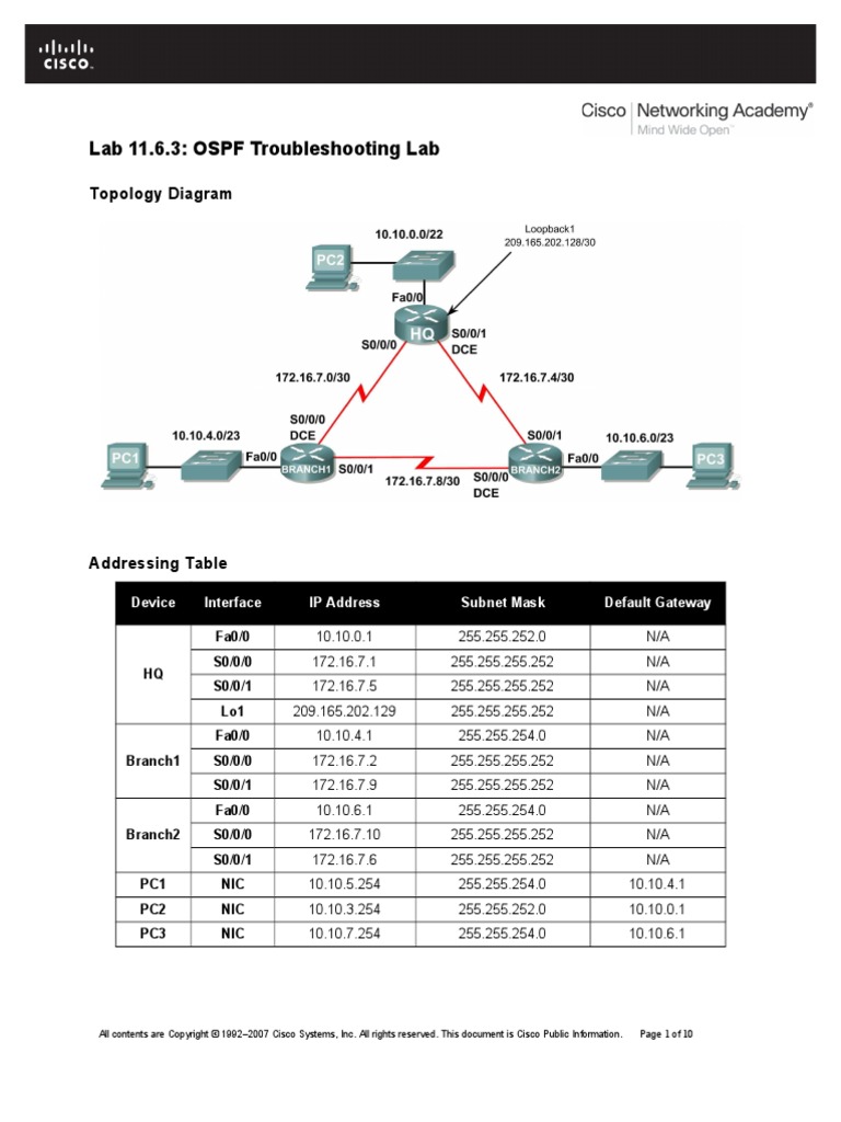 E2 Lab 11 6 3 | PDF | Router (Computing) | Ip Address
