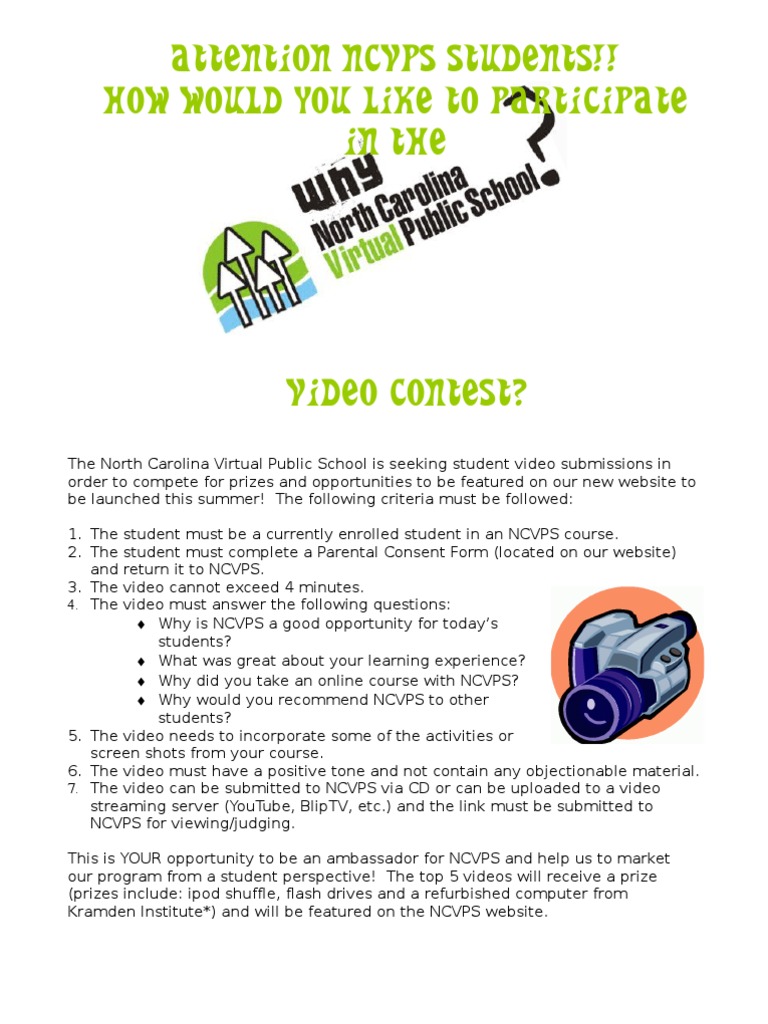 NCVPS Student Video Contest Details | PDF