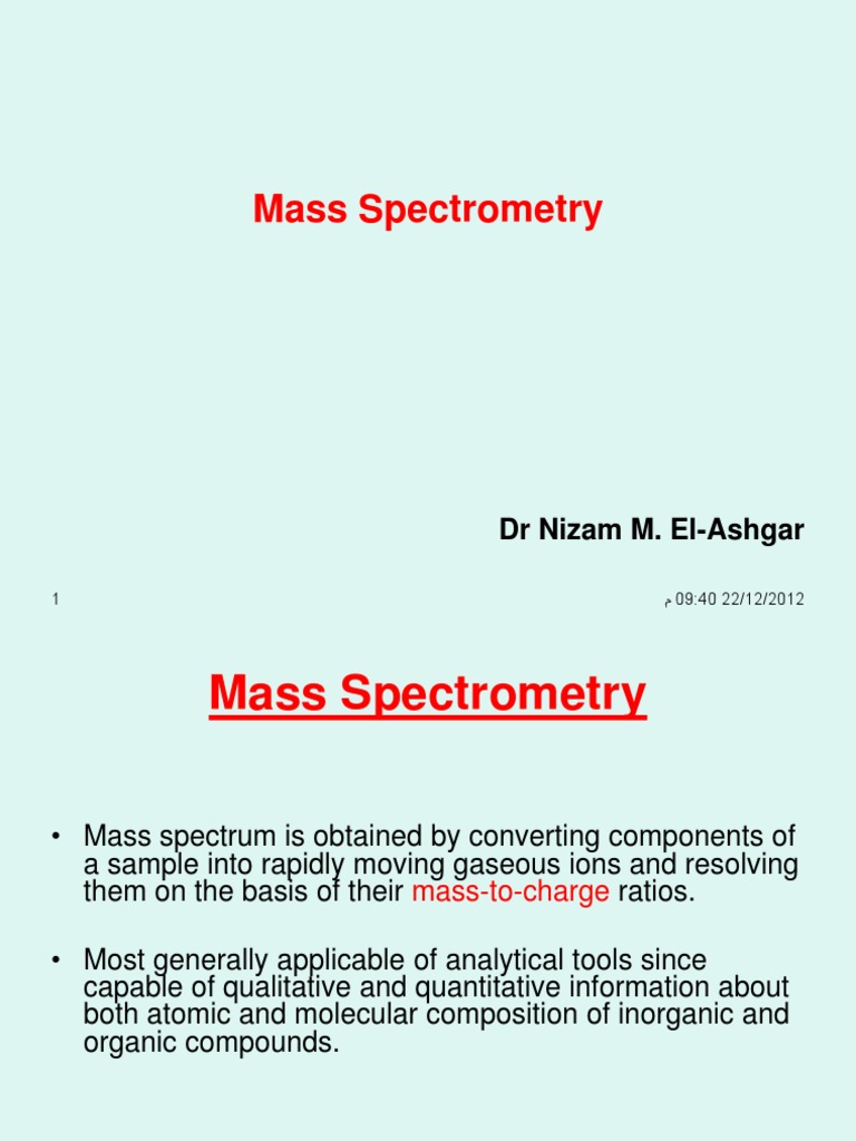 Mass Spectros | PDF | Mass Spectrometry | Electrospray Ionization