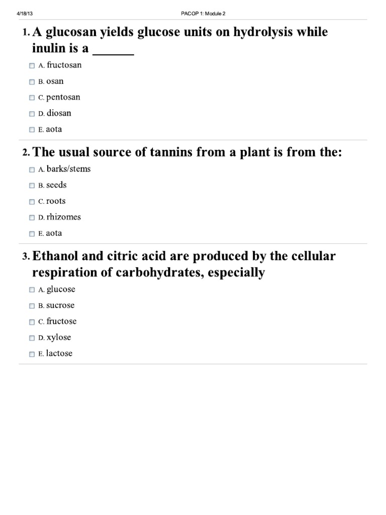 Pacop 1 - Module 2 Questionnaire | PDF | Pharmaceutique
