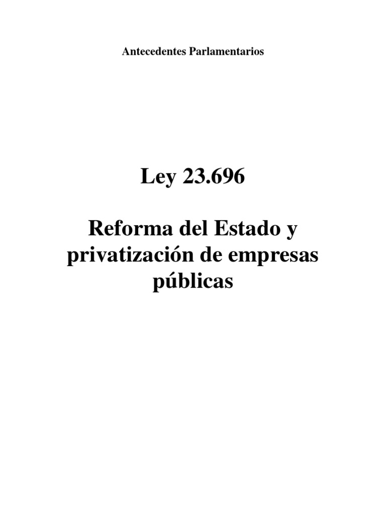 Tratamiento de la Ley 23.696 en el Congreso | PDF | Argentina | Gobierno