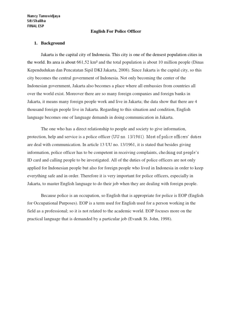 ESP - English For Police Officer | PDF | Identity Document ...