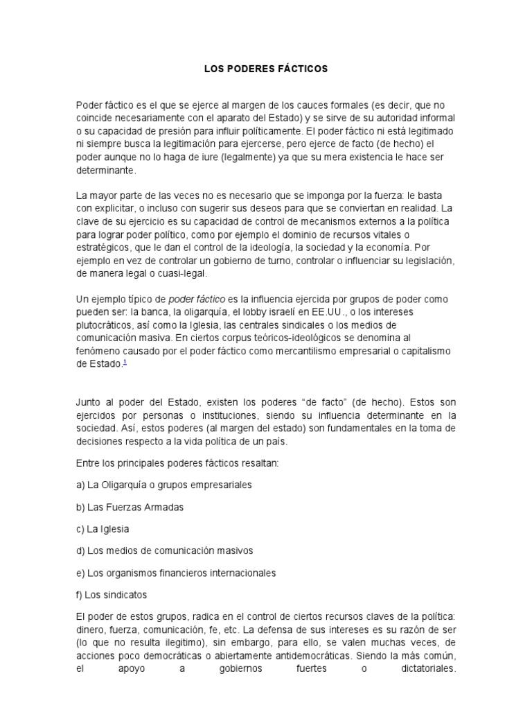 Los Poderes Fácticos | PDF | Dictadura | Democracia