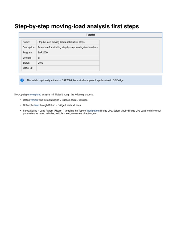 Step-by-Step Moving Load Analysis in SAP2000 | PDF | Computers