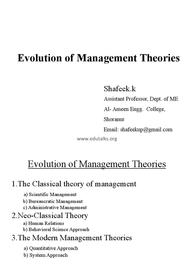 Overview of Management Theories | PDF | Employment | Science