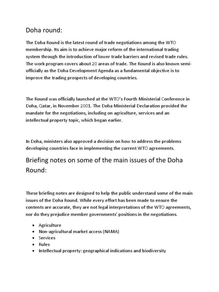 Doha Round | PDF | Doha Development Round | World Trade Organization